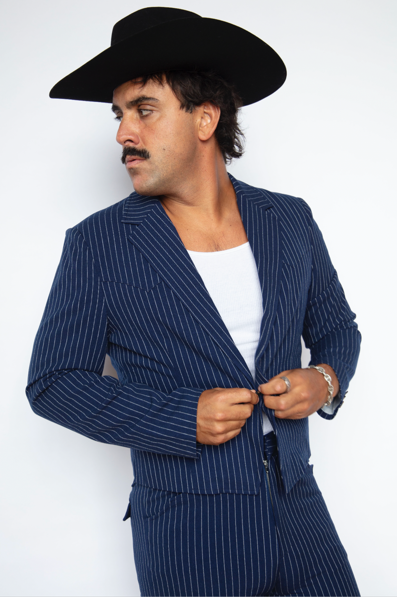 Bakersfield Men's Western Jacket Navy - 1970s Pinstripe Suit | H Bar C