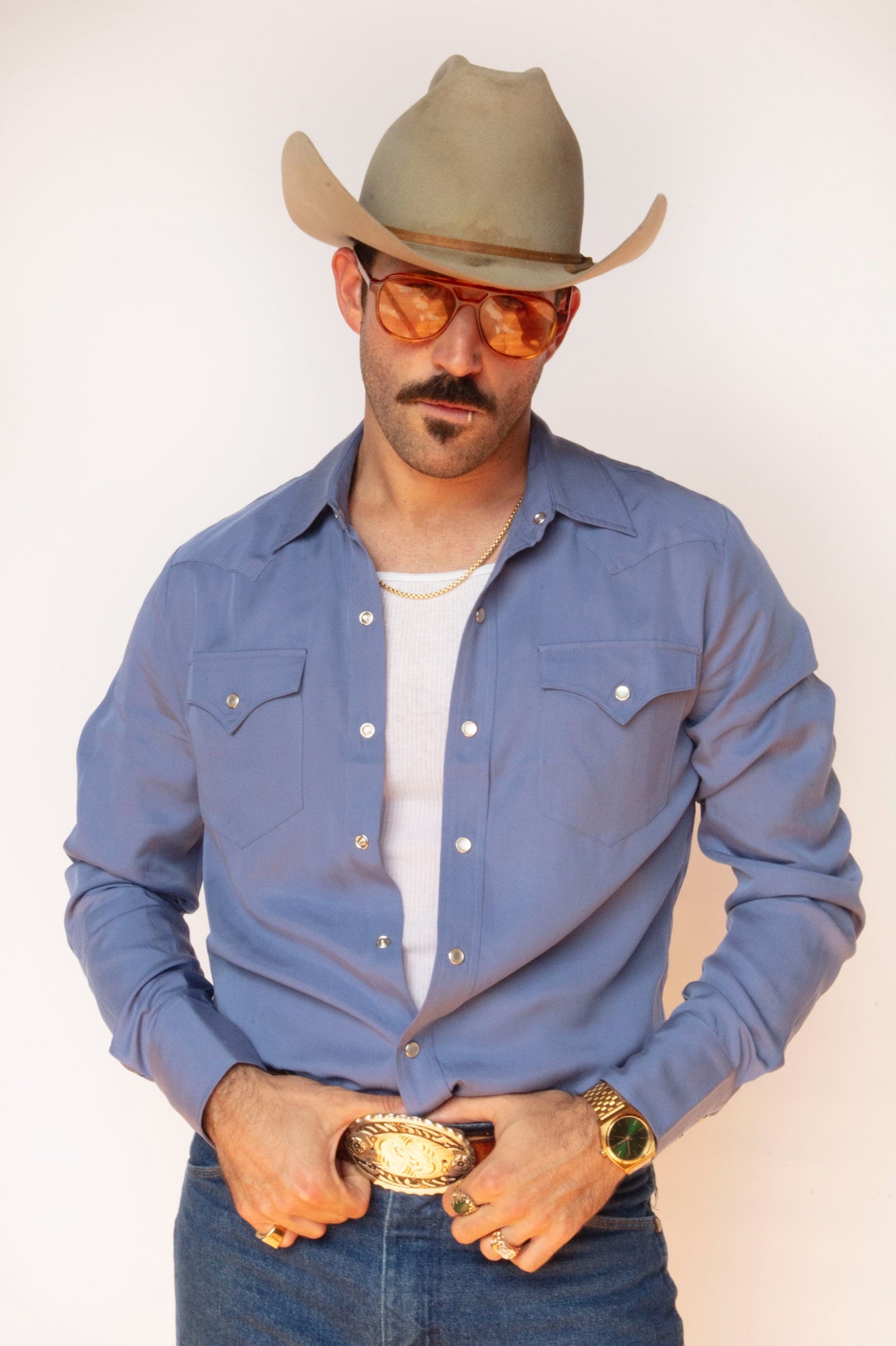 Denver Men's Western Shirt Periwinkle - Classic 1938 Design | H Bar C