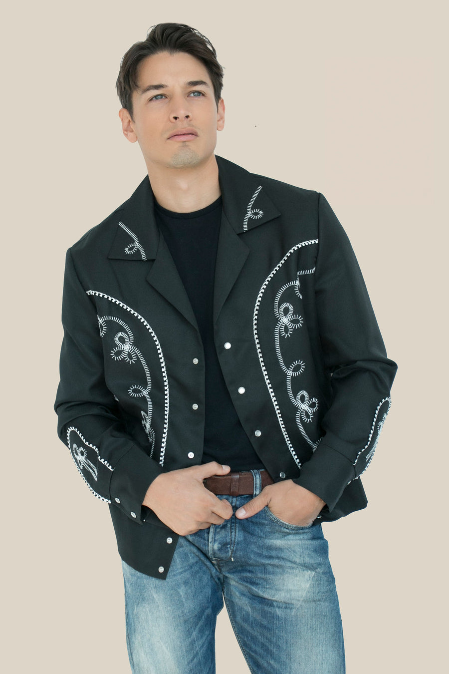 Bolero Men's Jacket Black and White – H BAR C